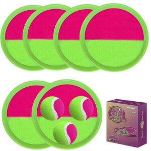 kids outdoor toys, beach toys toss and catch ball set, outside yard games for kids with 6 paddles 3 balls paddle game set playground sets for backyard sports outdoor games for adults and family