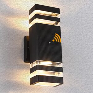 boxcupin dusk to dawn outdoor lighting, led wall sconce sensor waterproof porch lights 14w black exterior up and down light fixture for porch hallway patio garden corridor