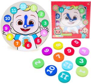 toyland® cocomelon wooden learning clock puzzle - learn to tell the time - toddler toys age 3+