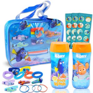 walt disney studio disney finding dory bathroom bundle finding nemo hair accessories set - 16 pc ultimate finding dory bath set including hair ties, hair clips, body wash, bubble bath, and more