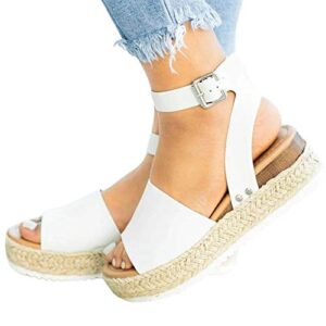 hming women's wedge sandals summer platform ankle strap studded open toe espadrille wedge casual sandals