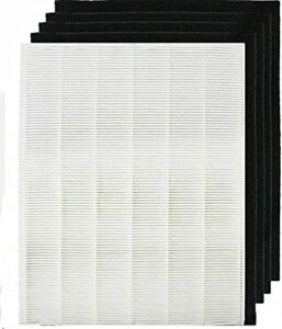 merchandise mecca replacement 1 hepa filter and 4 carbon pre-filters compatible with fellowes hf-300 fits fellowes ap300ph hf300 aeramax 290 300 dx95 model…