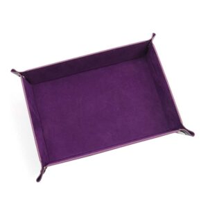 1 piece dice holder dice pad dice rolling tray pu leather dice tray rectangle folding dice tray for dice gaming and other table games, purple