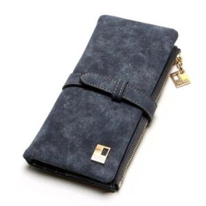 generic fashion clutch women lady suede leather long wallet card holder purse handbag (gray)(clutch fashion)