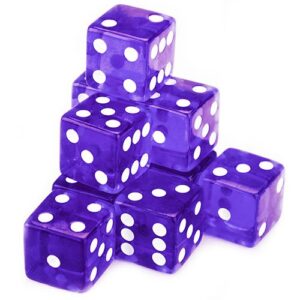 bbg set of 10 translucent 19mm casino/game dice - great for most games! (purple)