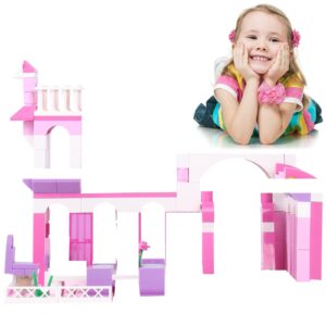 girls building block toys 278 pcs castle building block play set for girls princess pink palace bricks kids educational construction building gift for girls 6-12