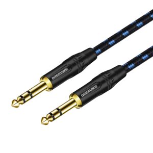 dremake guitar cable, jack 6.35mm/6.5mm 1/4 inch amp cord for bass electric guitar amplifier, 25ft 6.35mm 1/4 straight to straight stereo audio balanced instrument patch cable, black blue