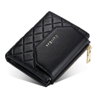 sumgogo small wallet for women leather card holder case bifold zipper coin pocket purse