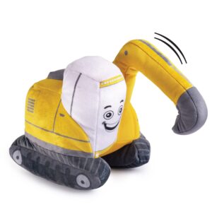 plush creations excavator toy figure, plush construction stuffed truck, interactive excavator truck toy for toddlers