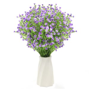 fonbay 7 pcs babys breath fake flowers, artificial gypsophila for wedding party decoration bouquets diy flower arrangement home decor garden (purple)