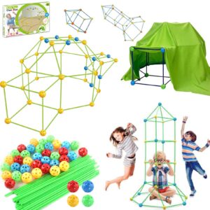 sybobo fort building kit for kids, 88 pieces baby boys girls play tent rocket castle construction toys sets indoor & outdoor, kids diy creative learning fort building set for 3-12 years old