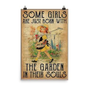 signchat some girls are just born with the garden in their souls little girl poster decor vintage tin sign metal signs 8x12 inches