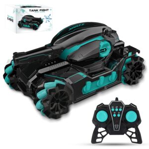 rc tank car, koeni remote control 12kmh for all terrains can launch water bomb, 2.4 ghz car with 180 degree rotating shooting & 360° rotating, high speed off-road 4wd, boys toys age 6-8, black-green