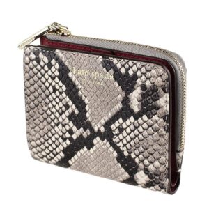 kate spade new york eva exotic snake l-zip small bifold wallet (grey, black, creme)