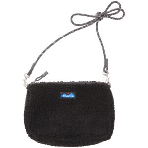 kavu so fleecy crossbody bag sherpa rope strap purse-jet black