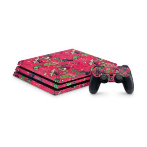 compatible with ps4 pro skin for console and controllers by zoomhitskins, graffiti pink neon green skull street art, durable, made in the usa