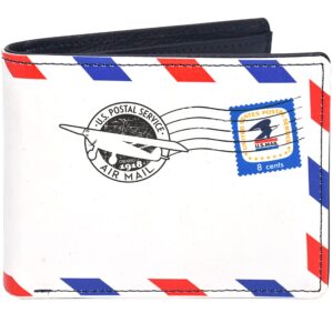 usps u.s mail eagle logo bifold wallet, slim wallet in decorative tin case, multi