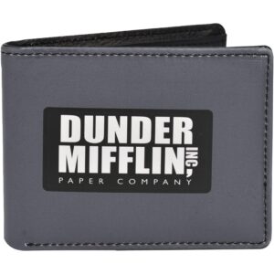 concept one the office wallet, dunder mifflin slim bifold wallet with decorative tin case for men and women, grey