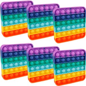 genovega 6 packs fidget toys gifts for boys girls kids, classroom tools aids push bubble sensory party grade group preschool graduation favors instruction learning game rainbow square bulk