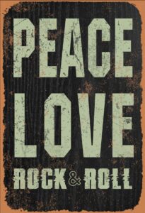 tarika peace love rock roll 20x30 cm tin vintage look decoration painting sign for home kitchen bathroom farm garden garage inspirational quotes wall decor