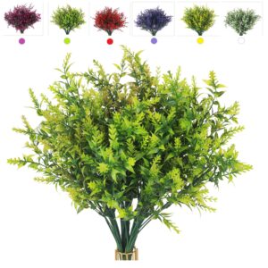 lxafgp 8 bundles artificial lavender flowers outdoor fake plants uv resistant plants faux plastic plants for outdoor indoor home window garden wedding porch box hanging plants decor (green)