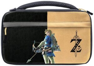 pdp messenger case with removable shoulder strap - holds 14 games & console - compatible with nintendo switch/ lite/ oled - hyrule hero link.