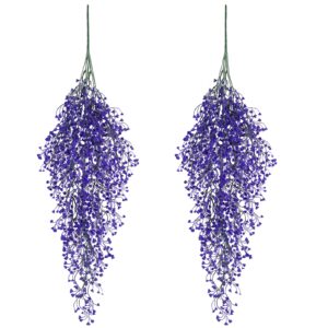 omldggr 2 pieces artificial hanging vine purple fake ivy flower hanging willow vine for home garden office wedding decor (82cm)