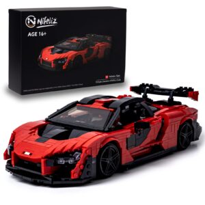 nifeliz super car sanna moc building blocks and construction toy, adult collectible cars set to build, 1:12 scale sports car model (1182 pcs)