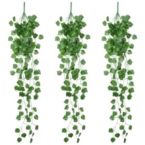 omldggr 3 pieces artificial hanging ivy vine artificial hanging plants artificial plants vines for indoor outside home garden office decor