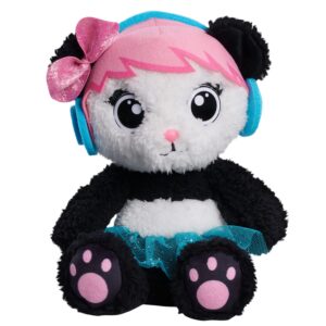 just play ek world 7-inch combo panda's sister coco plush stuffed animal, blue skirt and pink bow, kids toys for ages 3 up