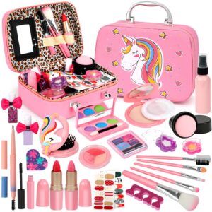 flybay kids makeup kit for girl, washable makeup set girls toys, real girls makeup kit for kids, children toddler princess play make up set christmas birthday gifts for girls age 3-12 year old