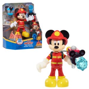 disney junior fire rescue mickey mouse articulated 6-inch figure and accessories, officially licensed kids toys for ages 3 up by just play