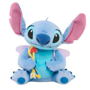 disney valentine’s stitch large 13-inch plush stuffed animal, valentine's gifts, blue, alien, officially licensed kids toys for ages 3 up by just play