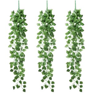 omldggr 3 pieces artificial hanging ivy vine artificial hanging plants for indoor outside home garden office decor