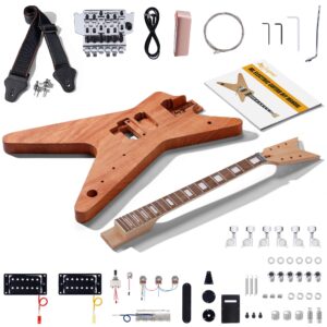 leo jaymz diy electric guitar kits with mahogany body and neck - laurel wood fingerboard and all components included (ml)