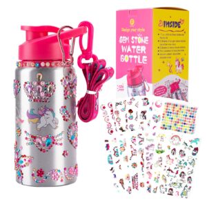 fstslk girls gifts decorate your own water bottle with 14 sheets of unicorn stickers & glitter gem. cool valentines day gifts for kids & easter basket stuffers for girls age 6 and up