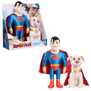 dc super pets superman and krypto superdog companion 2-pack plush 12-inch stuffed toys, kids toys for ages 3 up by just play