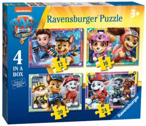 ravensburger paw patrol the movie 4 in box (12, 16, 20, 24 pieces) jigsaw puzzles for kids age 3 years up