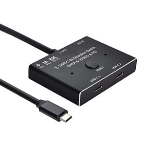 nfhk usb-c type-c bi-direction switch mst 1 to 2 hub support video data pd 8k@30hz 100w 10gbps