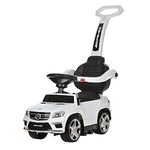 best ride on cars 4 in 1 mercedes battery powered push car, white, large