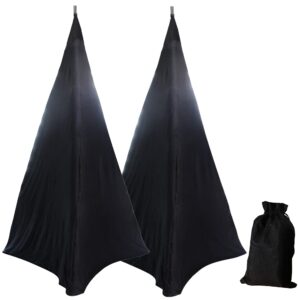 ucare floor speaker stand covers metal heavy duty support stand cover for weddings banquets events 3 sided triangular dj speaker stand tripod cover scrim (two pack-black)