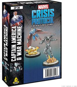 marvel crisis protocol captain america and war machine character pack | miniatures battle game | strategy game for adults | ages 14+ | 2 players | avg. playtime 90 mins | made by atomic mass games