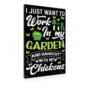 funny garden metal tin sign wall art decor - retro farmhouse tin sign for home decor gifts 8x12 inch