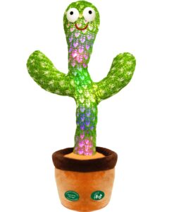 [update volume adjustable] talking cactus toy mimics back, gift package repeat talking cactus plush toys - talking sing+repeat+dancing+recording+rainbow led cactus toy(15 second recording)