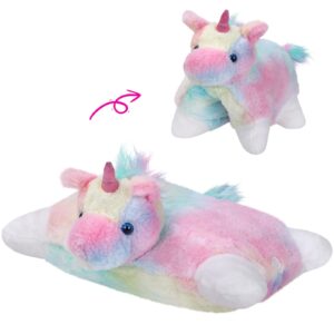 glow guards 16" rainbow unicorn stuffed animal cute soft lovely colorful plush toy pillow bedtime sofa decors birthday christmas children's day gifts for toddlers kids