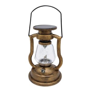 dancing flame led vintage lantern, outdoor hanging multifunctional solar lamp night candle light switch control led night lights home decor for garden patio deck yard path(copper)