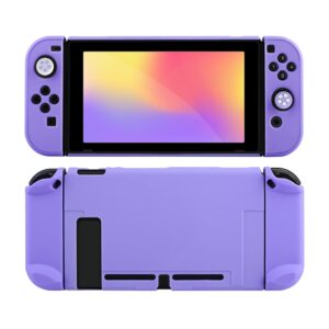 fanpl case for nintendo switch, hard shell cute protective case cover for switch and joy con controller with 2 flower thumb grips - comfortable touch (purple)