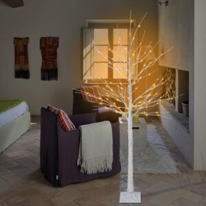 128 led easter birch tree 6 ft lighted twigs led 8 lighting modes artificial branches tree for home garden party wedding christmas decoration (warm white)