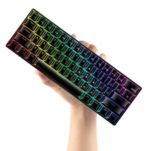 60% wireless wired gaming keyboard - 60 percent compact 61 key mini mechanical keyboard with rgb backlit, include 2.4ghz usb receiver and usb c cable,blue switch for desktop, computer and pc