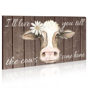 blulu rustic farmhouse decor sign i will love you till the cows come home sign 13.8 x 7.9 inch cow sign home decor farm animal nursery decor cow wooden kitchen plaque for home porch gardens decor